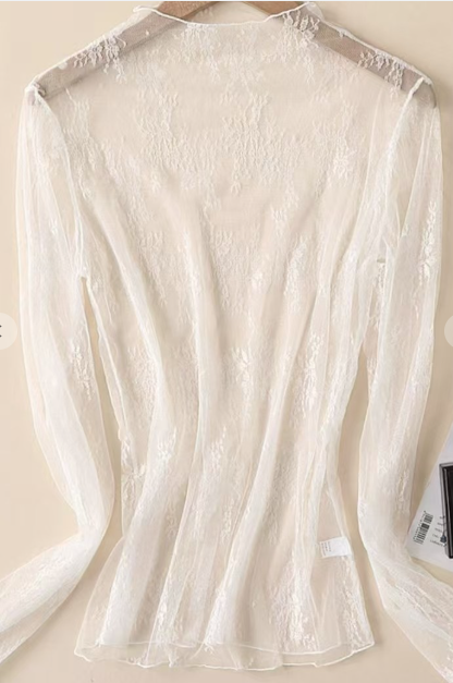 White Lace Mesh Sheer Top | Classy & Chic Boutique