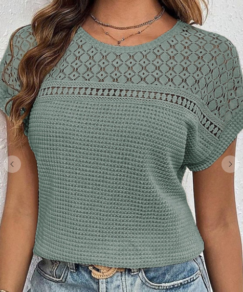 East Light Green Short Sleeve Waffle Knit Tunic Top | Classy & Chic ...